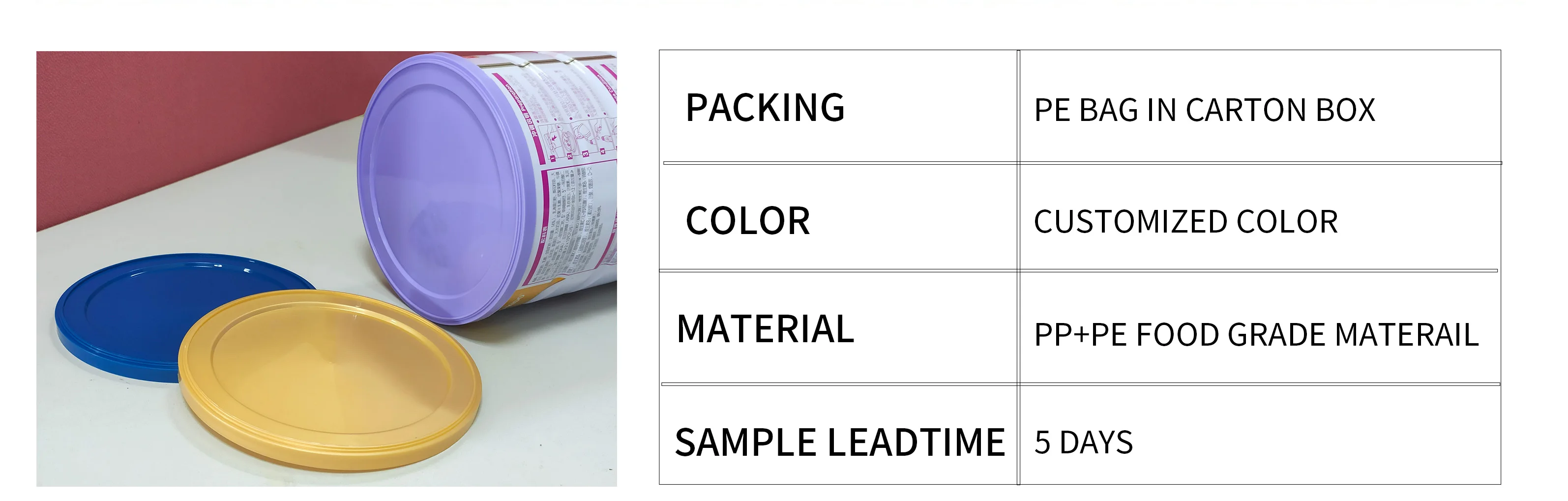 PP PE 300 Plastic Lids for Metal Cans - Durable & Colorful