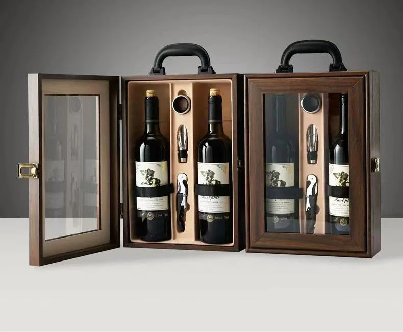 Luxury Leather Wooden Wine Gift Box - Single Bottle Packaging