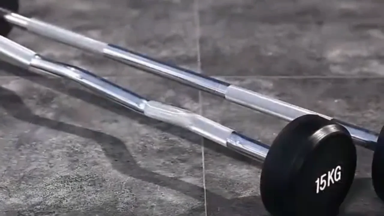 Rubber Round Shape Straight Fixed Barbell Weightlifting Rubber Coated ...