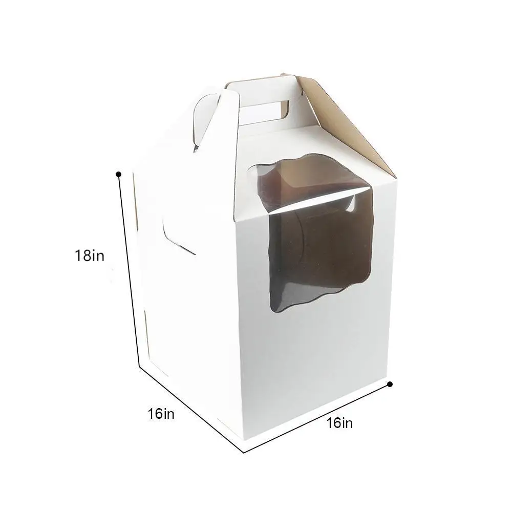 Custom 12 Inch Cake Boxes with Window - White Cardboard