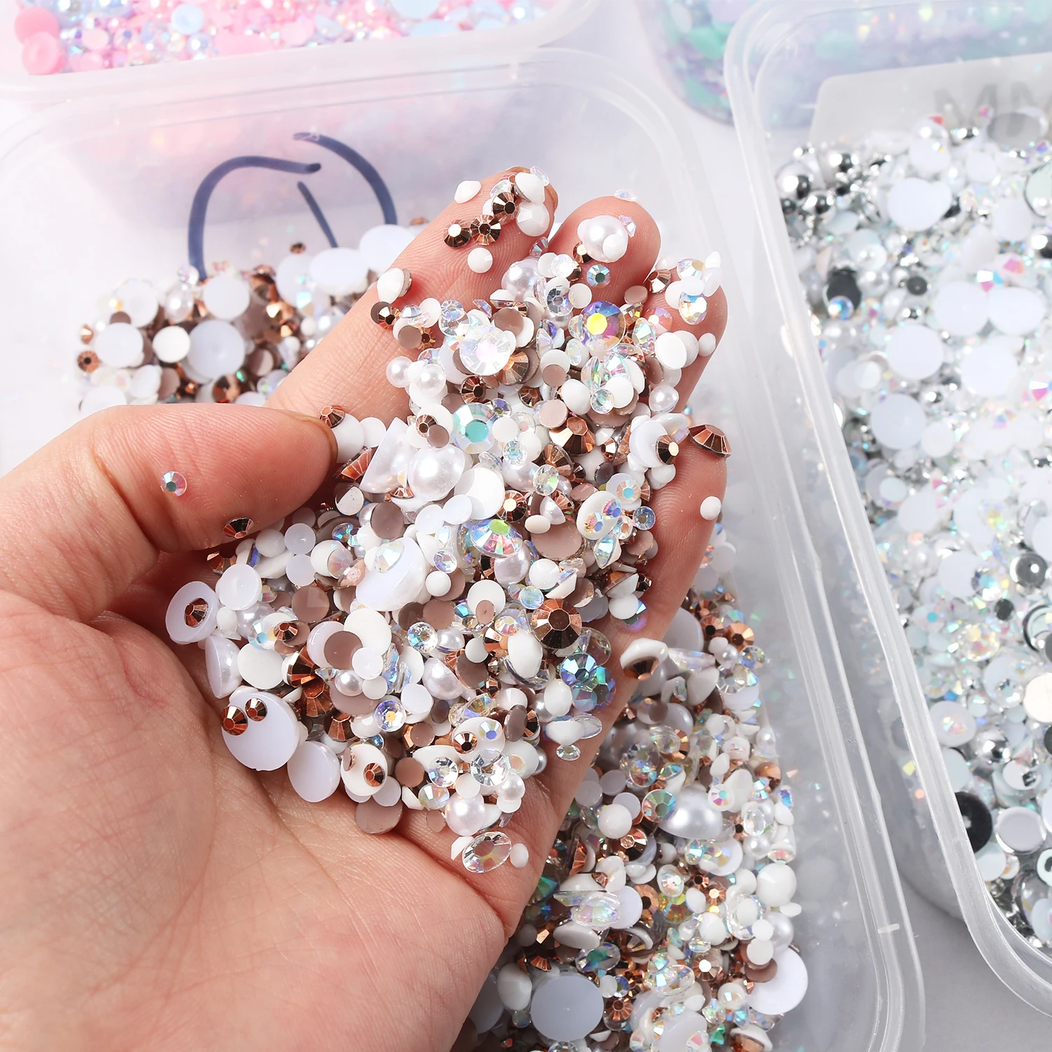 Mix Resin Rhinestone Pearls For Clothing Decorations Glitter Nail Gems ...