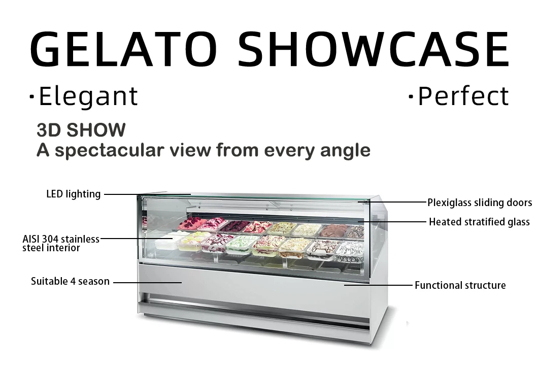 Prosky Gelato Showcase Cabinet - Efficient Ice Cream Display