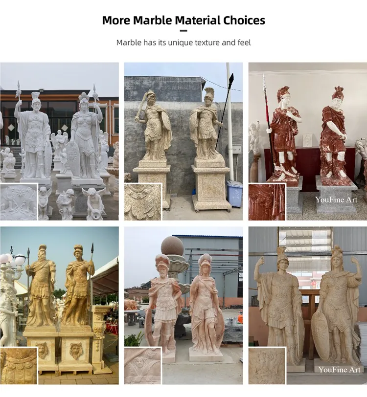Natural Stone Life Size Marble Roman Soldier Statue