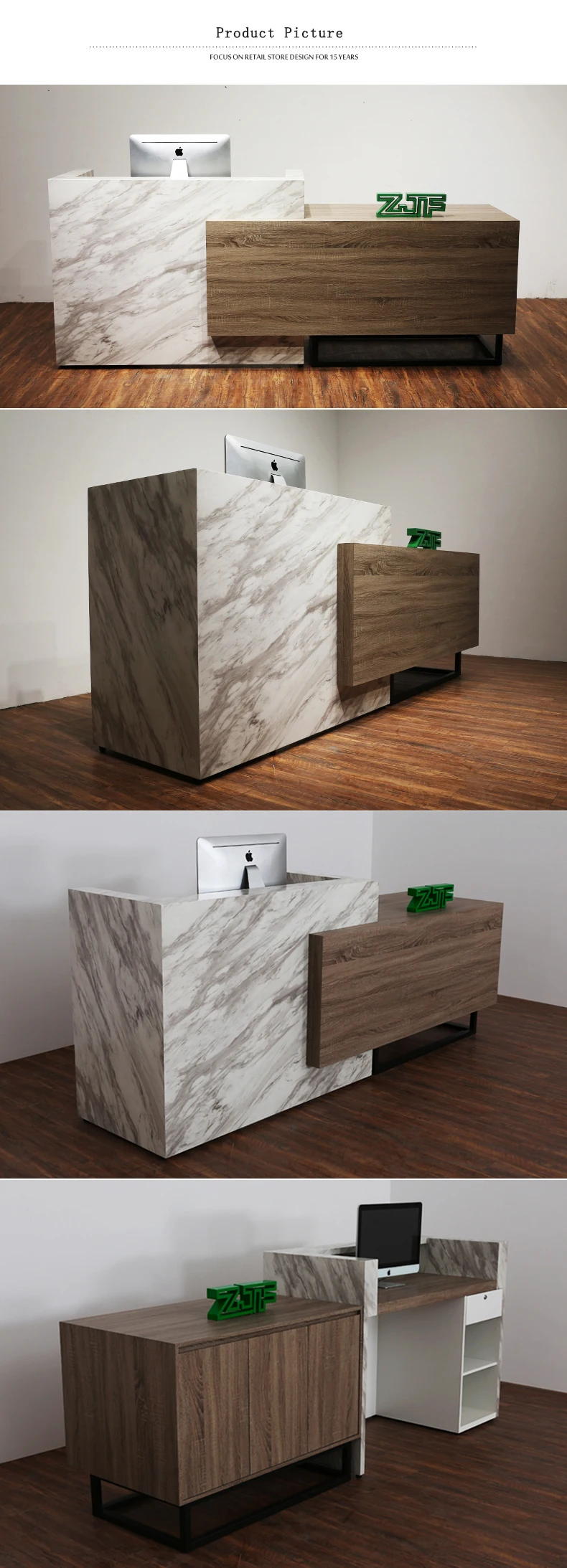 Imitate Carrara White Marble Reception Desk Table Front Counter ...
