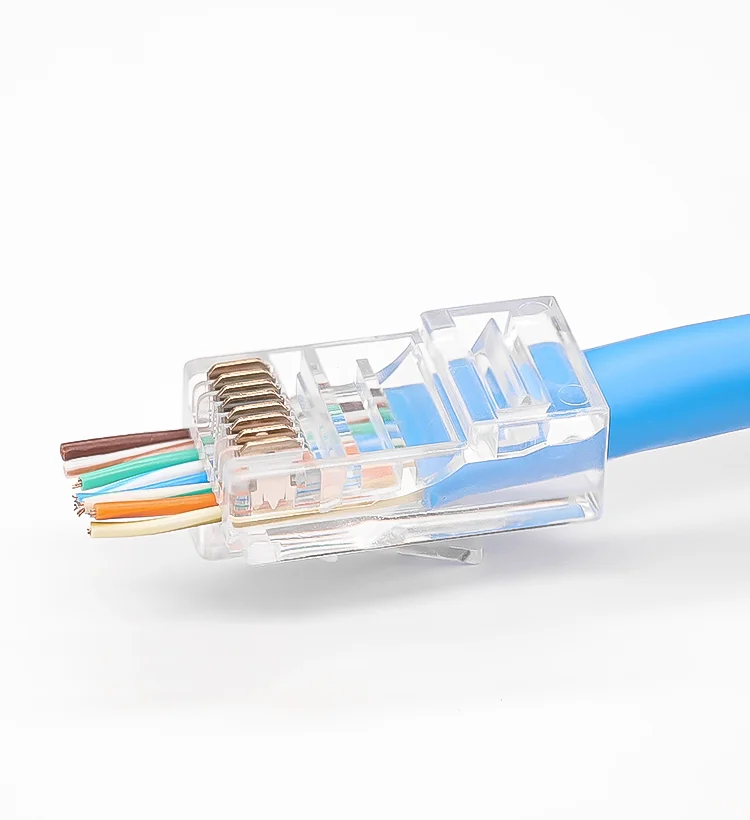 RJ45 Connector EZ Pass Through Modular Plug Cat5e 8p8c Easy to Thread ...