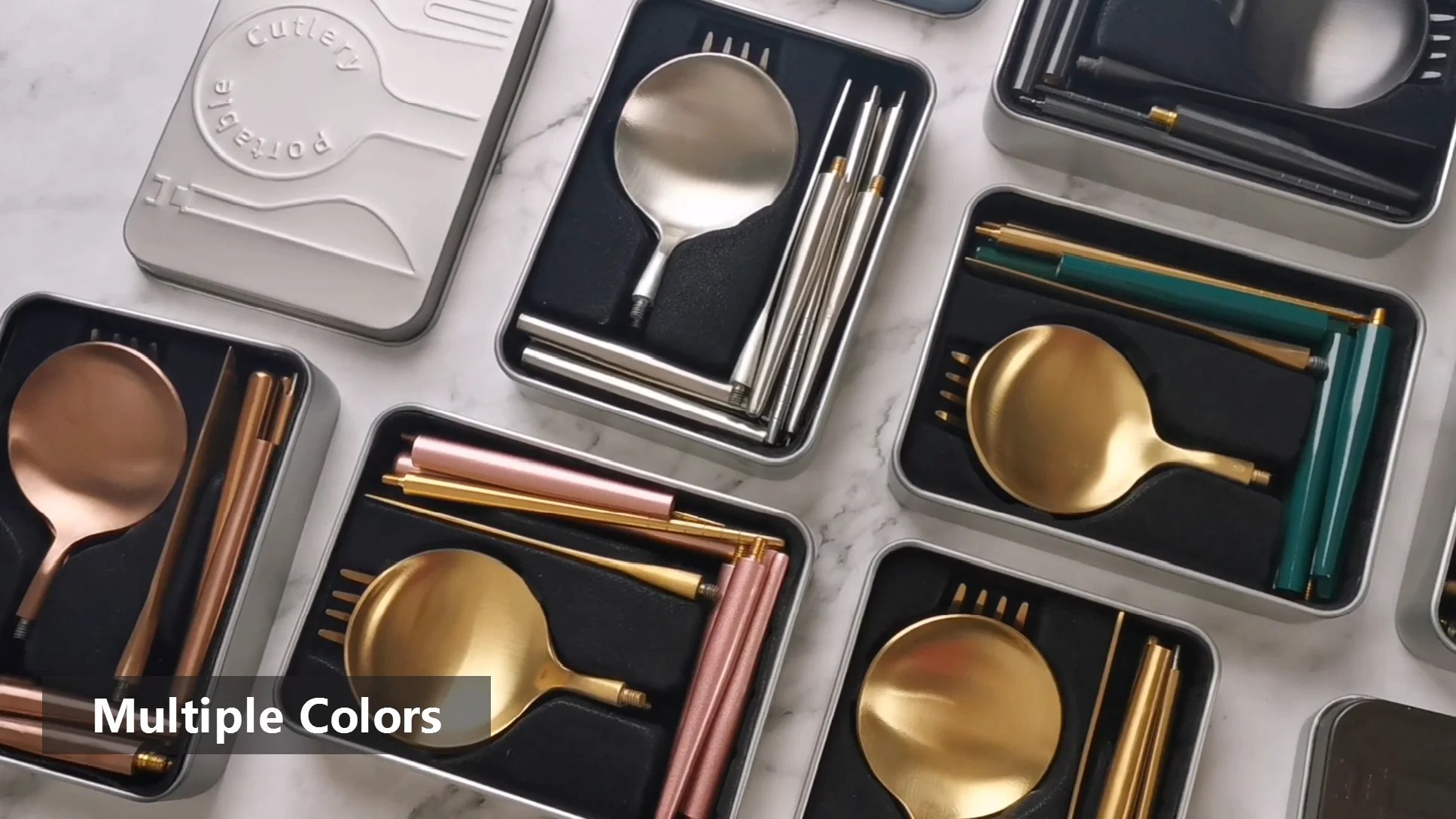 Stainless Steel Travel Camping Cutlery Knife Fork Spoon Chopsticks Set ...