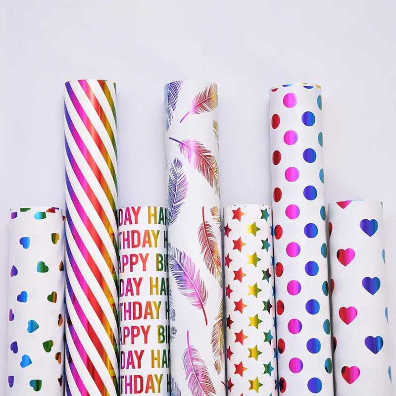 Spot Happy Birthday Wrapping Sheet Rolls Bright Colorful Stars Circle ...