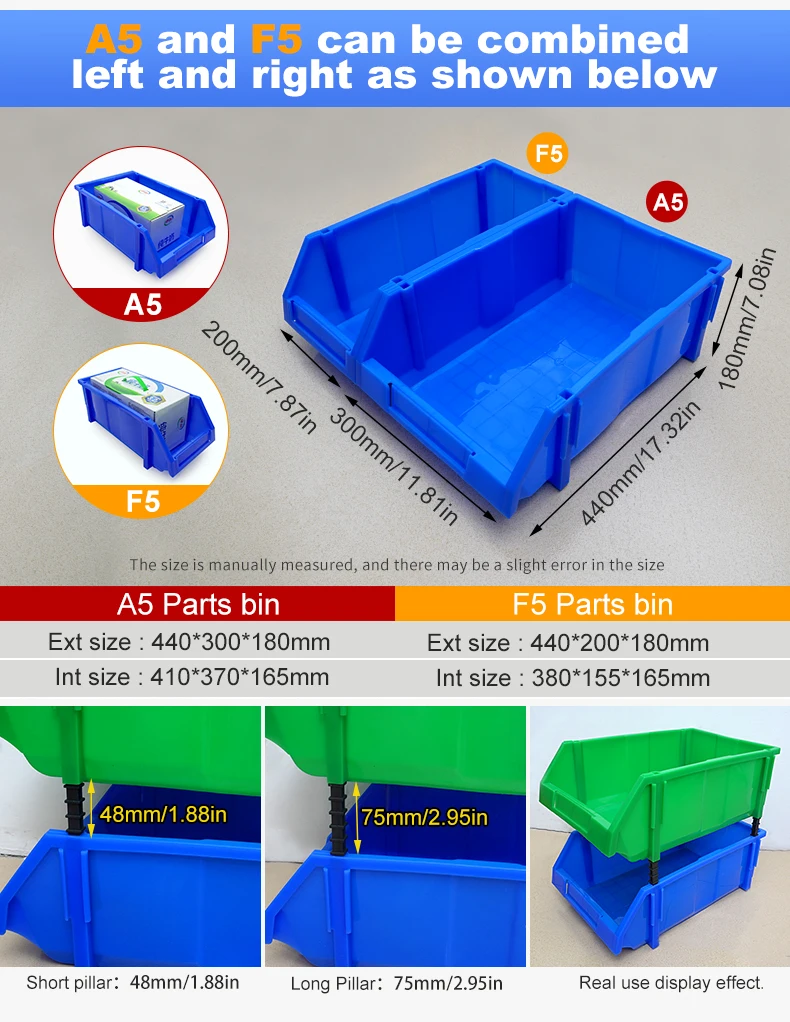 Stackable Parts Bins - Durable Plastic Shelf Containers