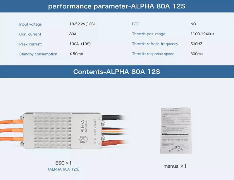 T-motor Alpha 80a 12s Power Dedicated Brushless Esc Speed Controller Rc ...