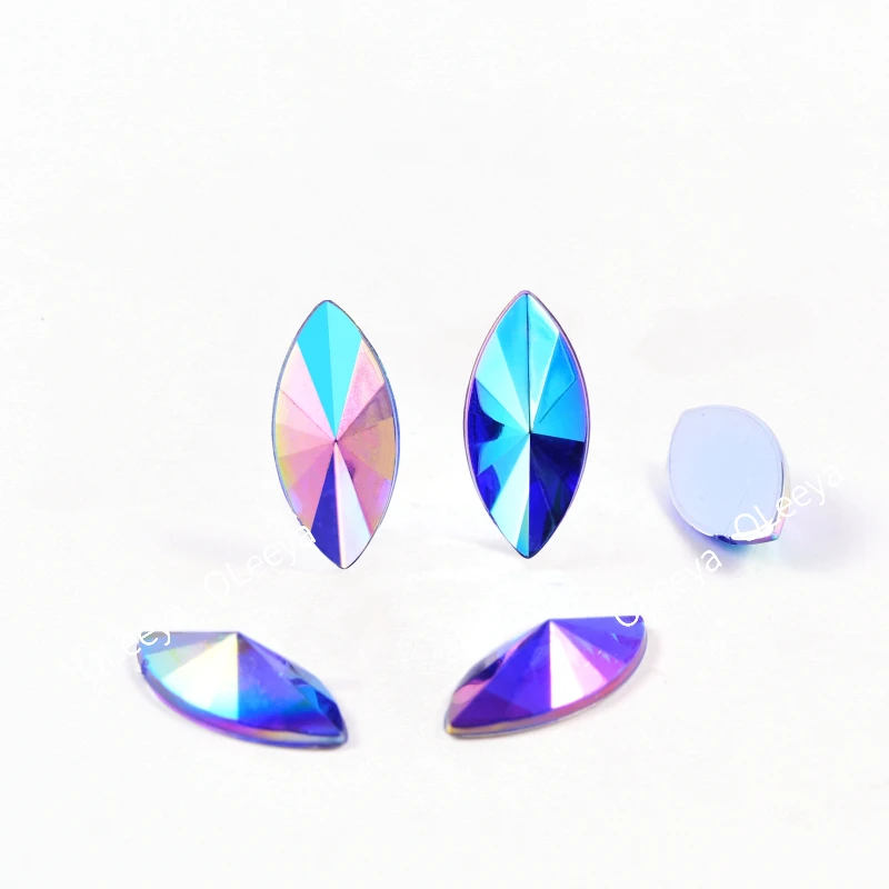 Oleeya Acrylic Horse Eye Strass Applique Flat Back Pointed Face 7*15mm ...