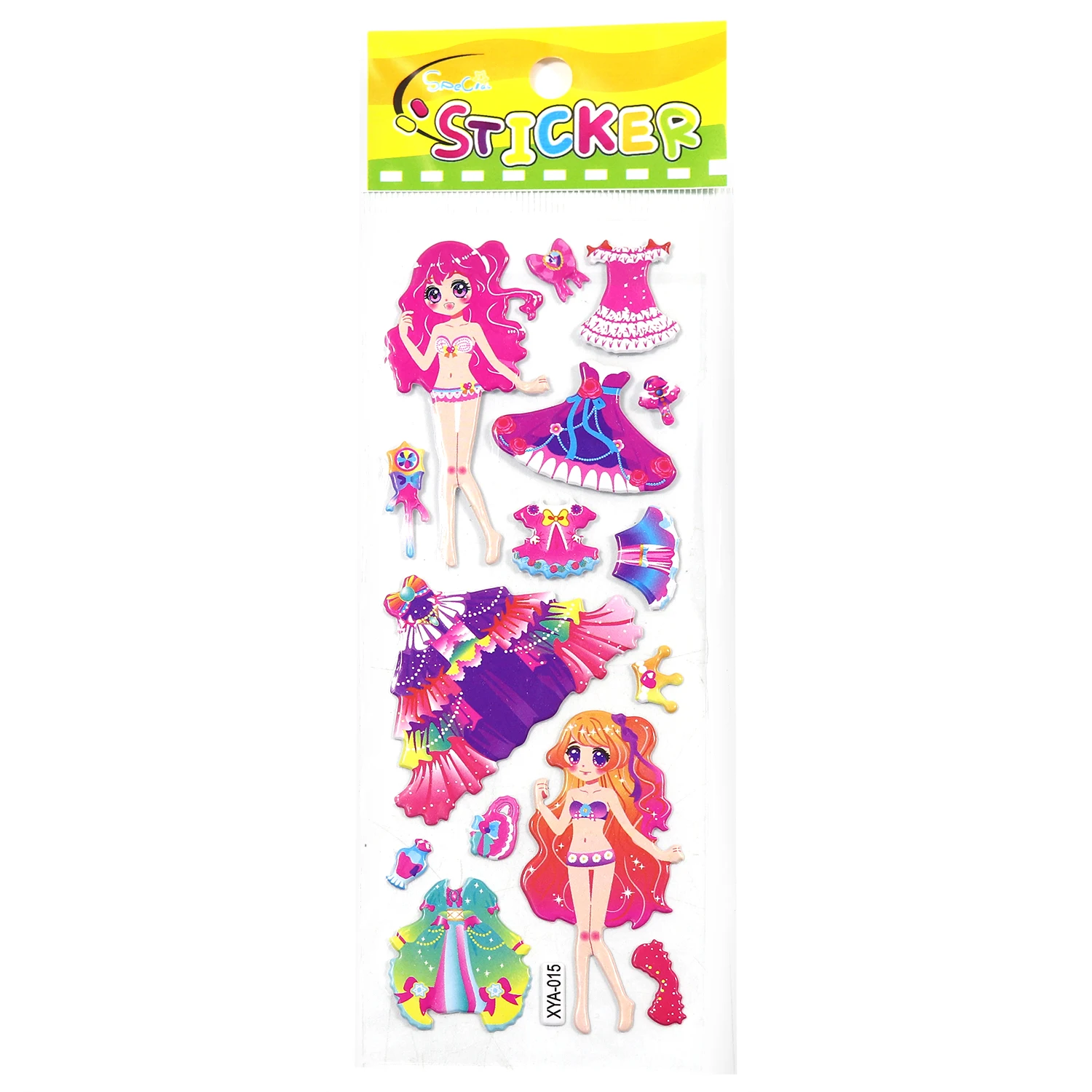 Wholesale Cartoon Girl Dress up Puffy Stickers - Waterproof 3D Stickers ...