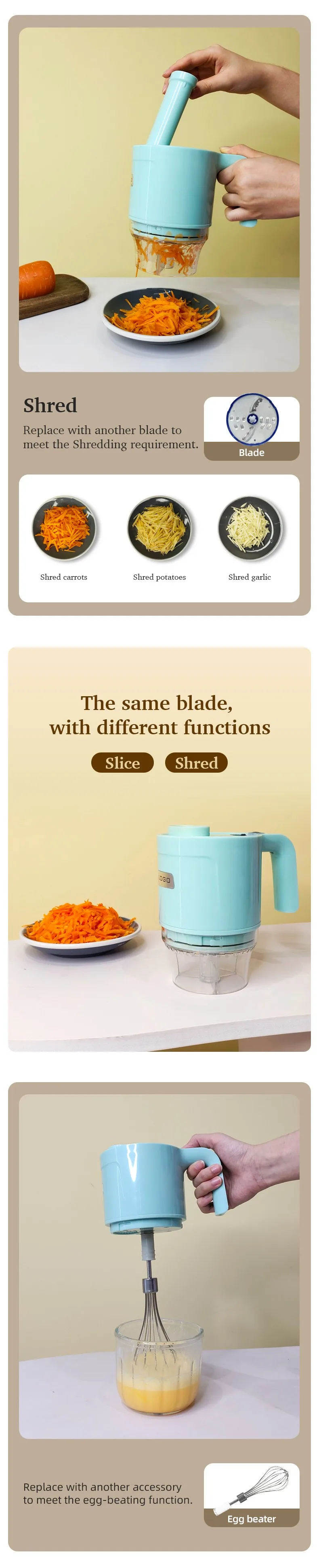 Wholesale High Quality Multifunctional Hand Held Food Processor 5 in 1