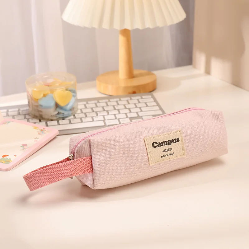 Cute Candy Korean Macaron Color Canvas Pencil Pouch