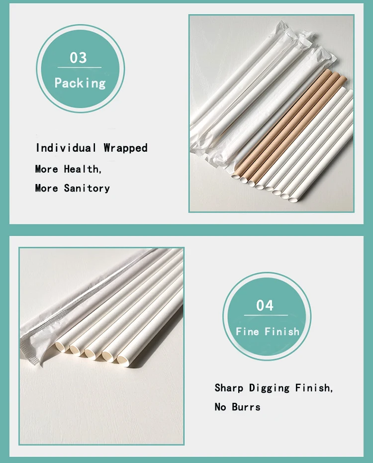 Custom Made Supported Degradable Wood Pulp Wood Disposable Paper Straw ...