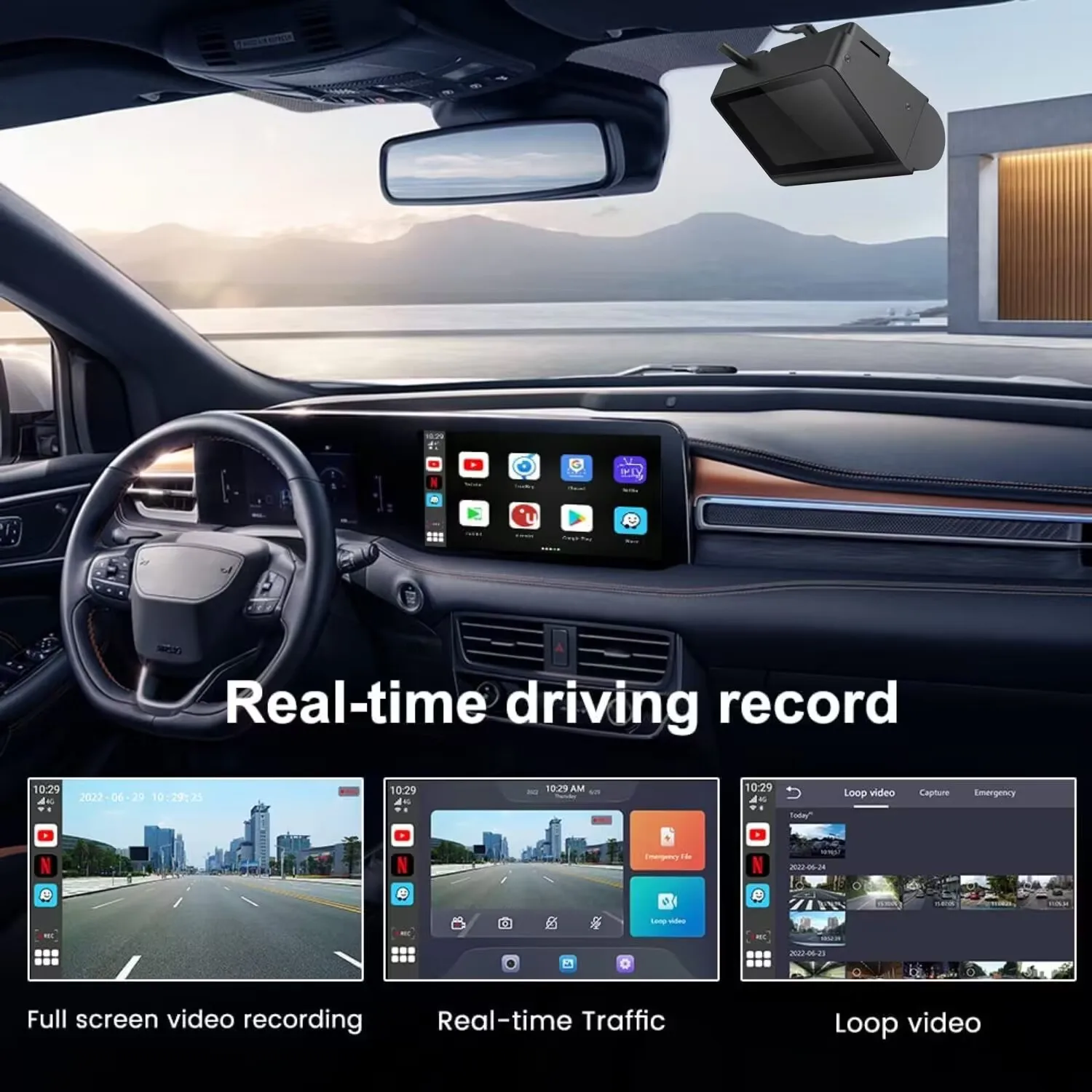 4G Mini Dash Camera with 3 Way Recording for Taxi & Car