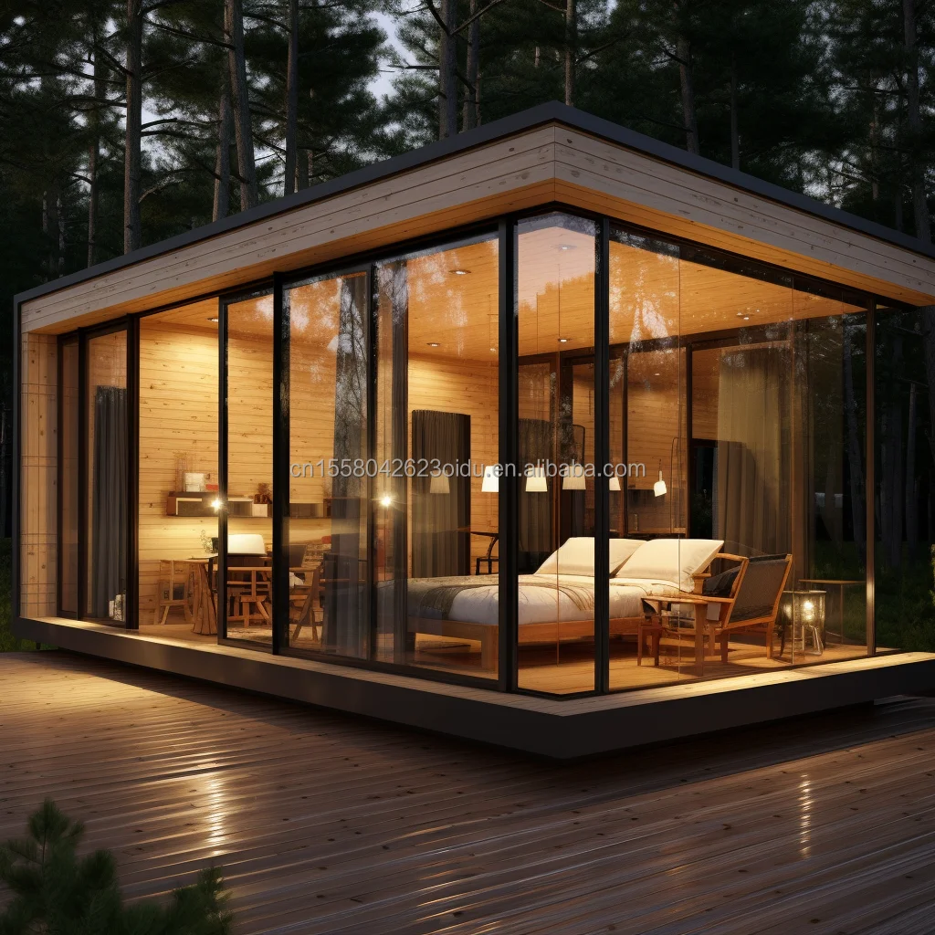 Modern Steel Frame Structure House with Wooden Design