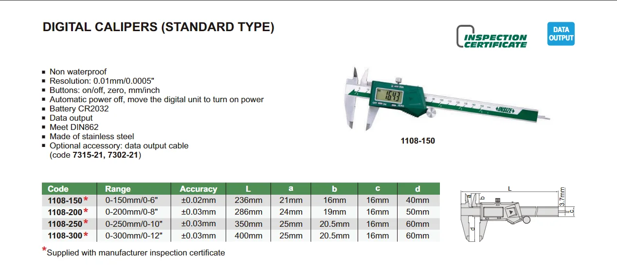 Insize Digital Vernier Calipers - Precision & Reliability