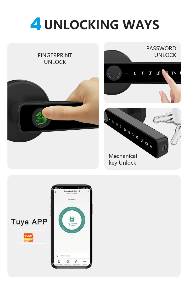 Tuya Biometric Fingerprint Smart Door Lock Password Electronic Digital ...