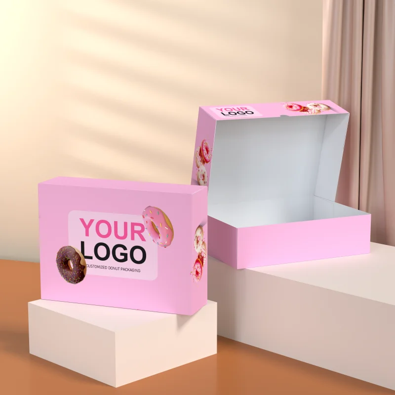 Eco Friendly Custom Donut Dessert Paper Box White Cardboard Puff ...