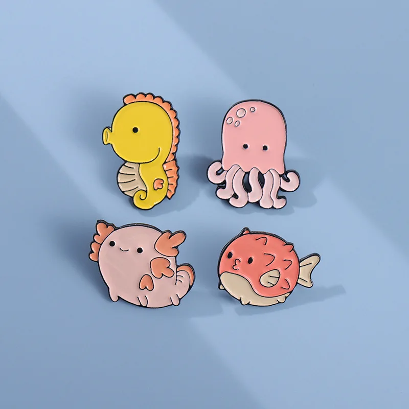 Cute Marine Animal Enamel Pins - Perfect for Kids & Friends