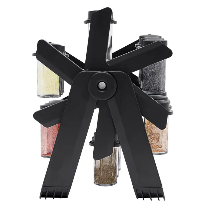 360 Rotating Spice Rack Kitchen Organizer with 18 Glass Jars Seasoning ...