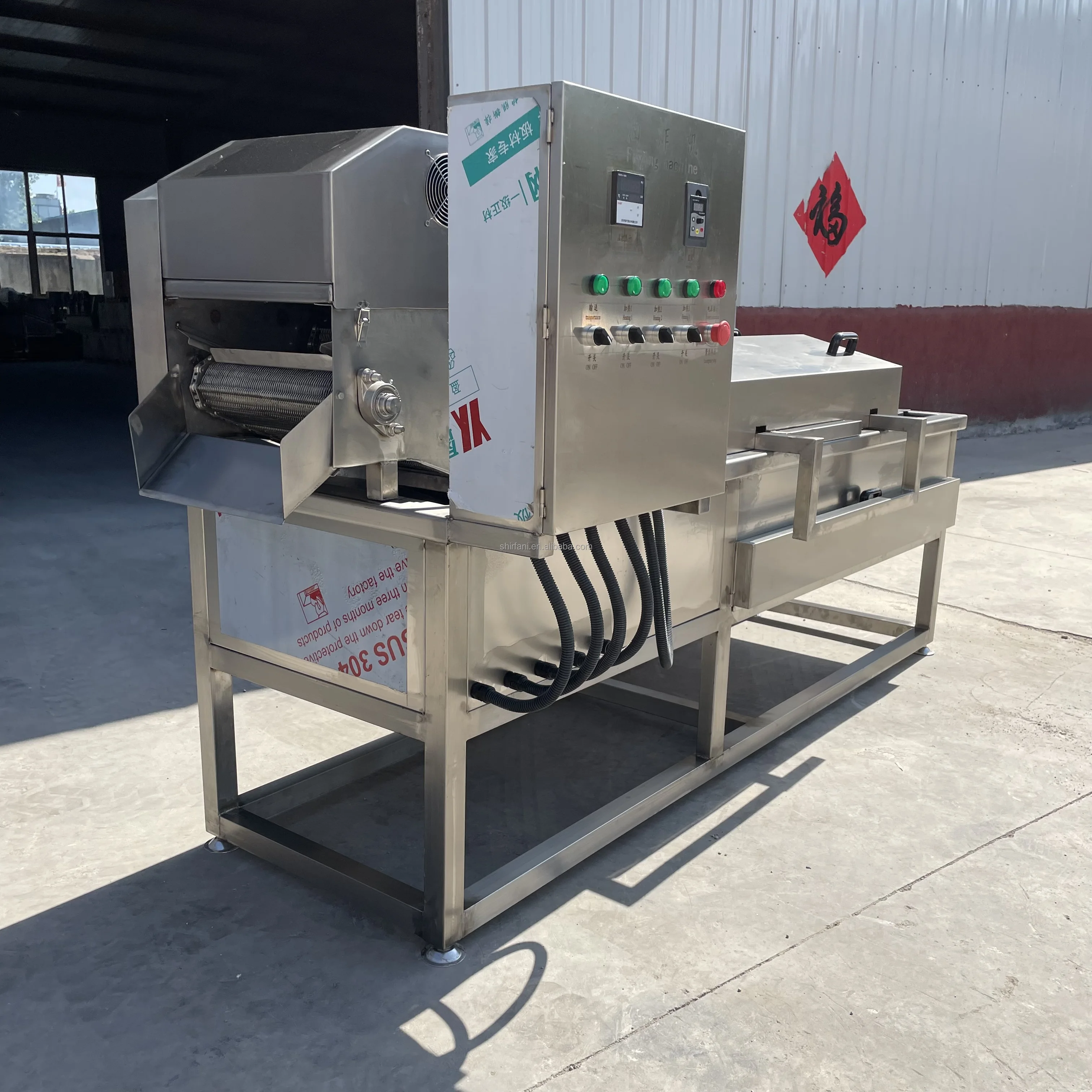 Small Continuous Fryer Hamburger Cake Chicken Meat Ball Frying Machine ...