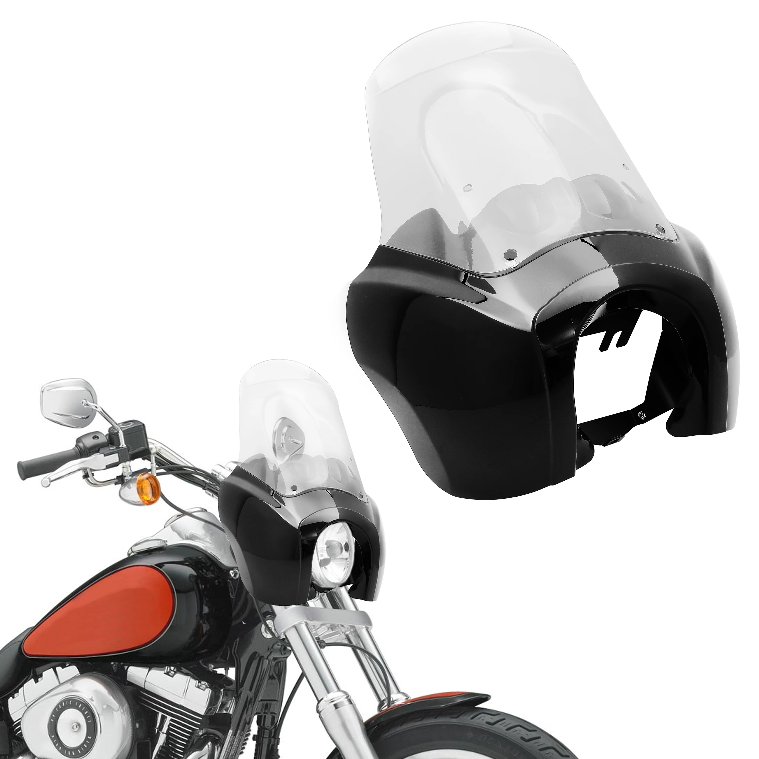 Front Fairing W/ 15" Clear Windshield Fit for Harley Dyna Switchback ...