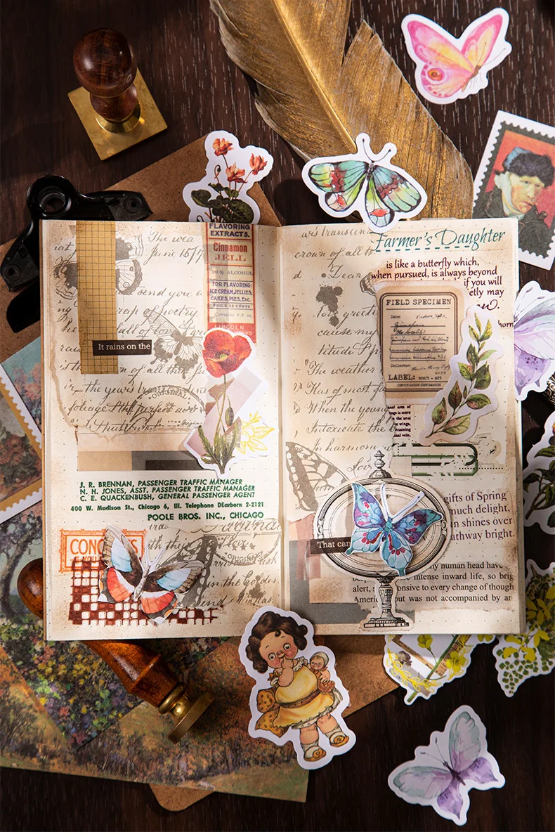 100 Vintage Aesthetic Stickers Retro Journaling Scrapbook Paper ...