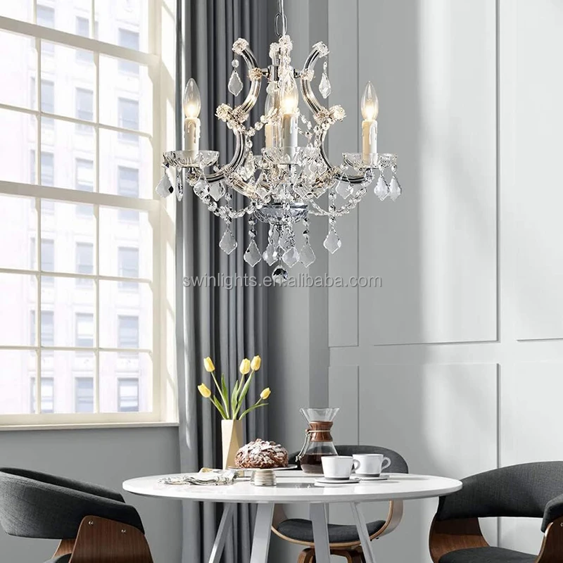 4 Light Maria Therese Chandelier Light Fixture Modern Crystal ...