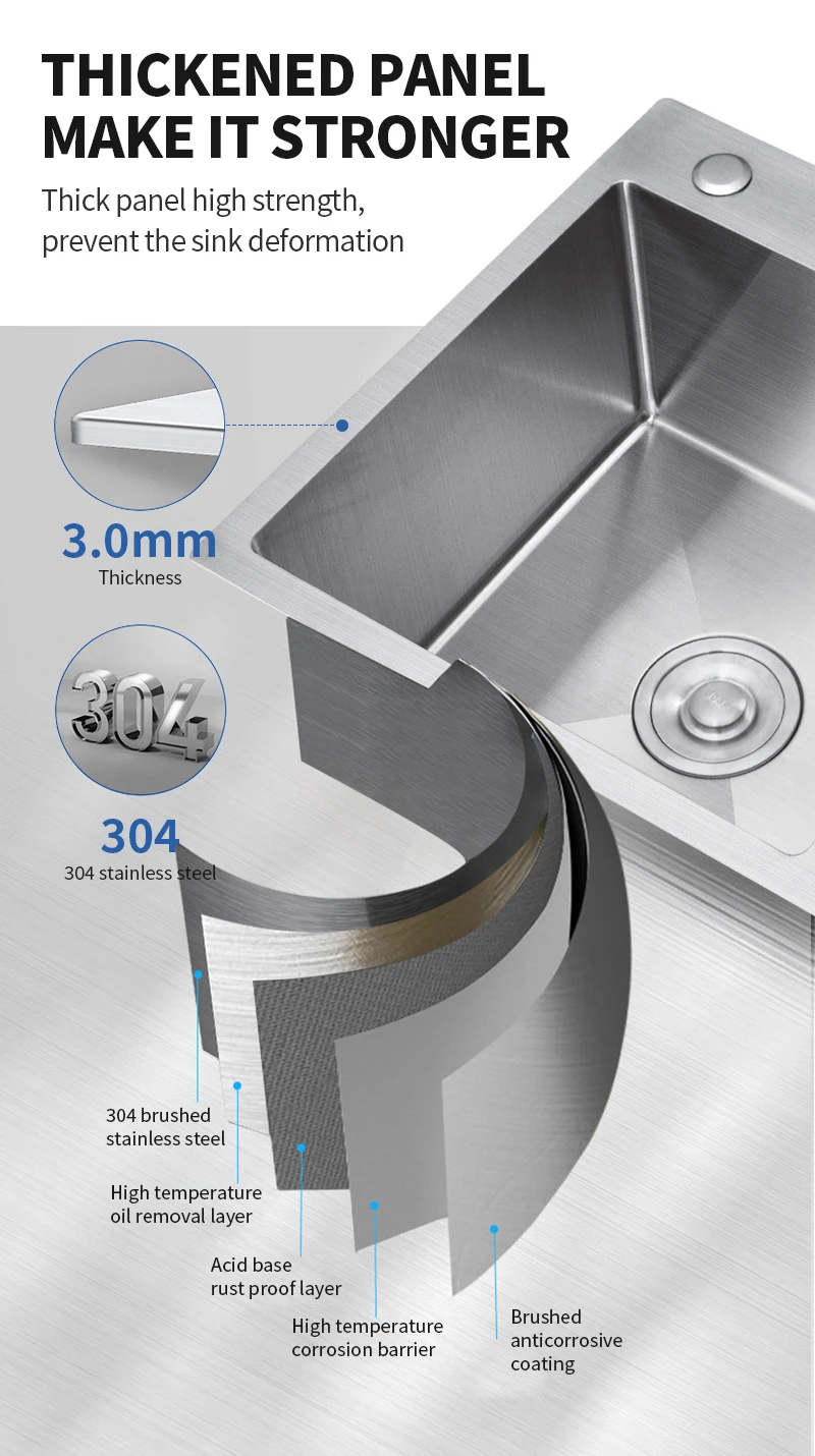 Modern Factory-produced Stainless Steel Kitchen Sink High Quality Nano ...