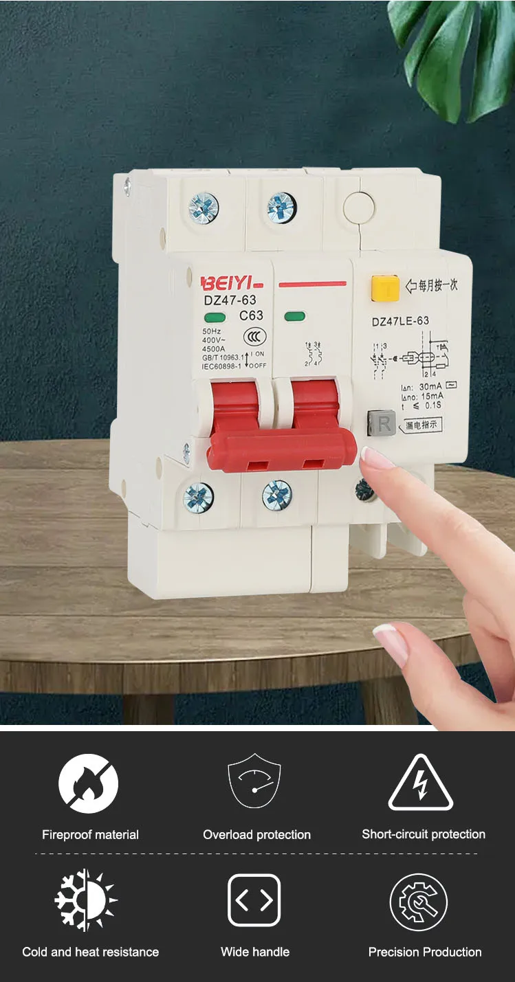 Miniature Circuit Breaker DZ47LE RCBO 40A 2 Pole D Curve