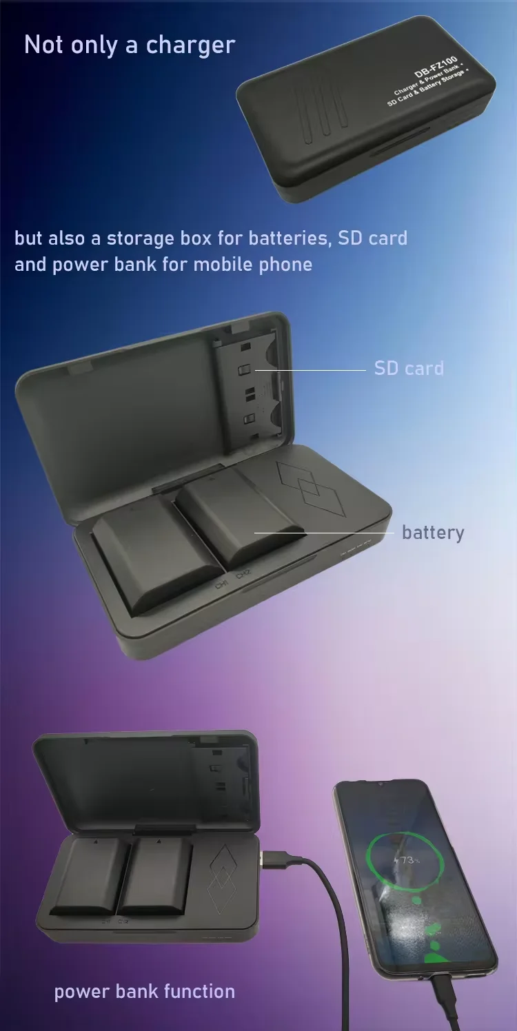 3 In 1 Lp-e6 Camera Battery Charger Box Dual Charger Sd Storage Type C ...