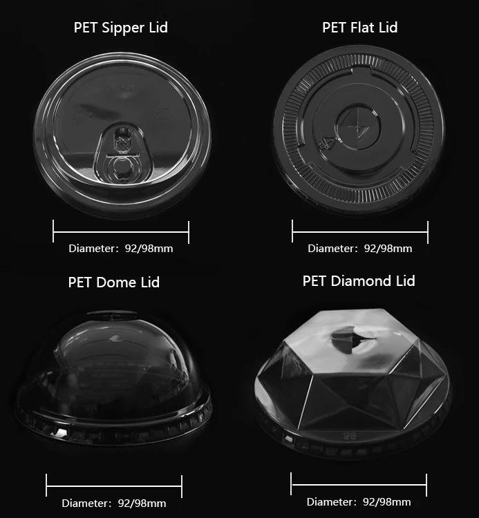 Wholesale High Quality Cold Cup Pet Flat Lids Clear Plastic Disposable ...