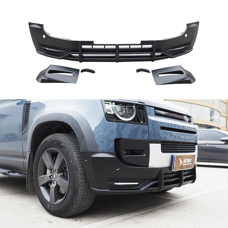 For Land Rover New Defender 90/110 Glossy Black New Style Front Bumper Lip L663 Car Front Bumper ...