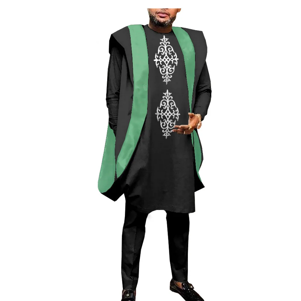 15 Colors 3 Pieces African Styles Cotton Boubou Men Clothing Evening ...