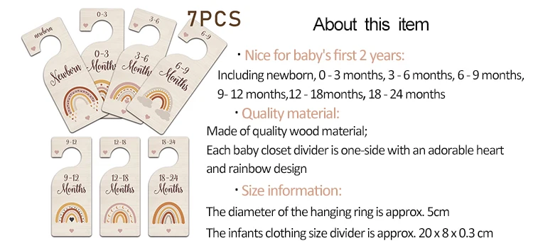 Boho Rainbow Nursery Clothes Organizers - Baby Hanger Signs