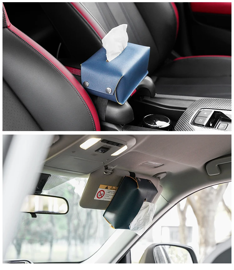 Modern Elegant Car Use Square Leather Tissue Box Holder For Napkin ...