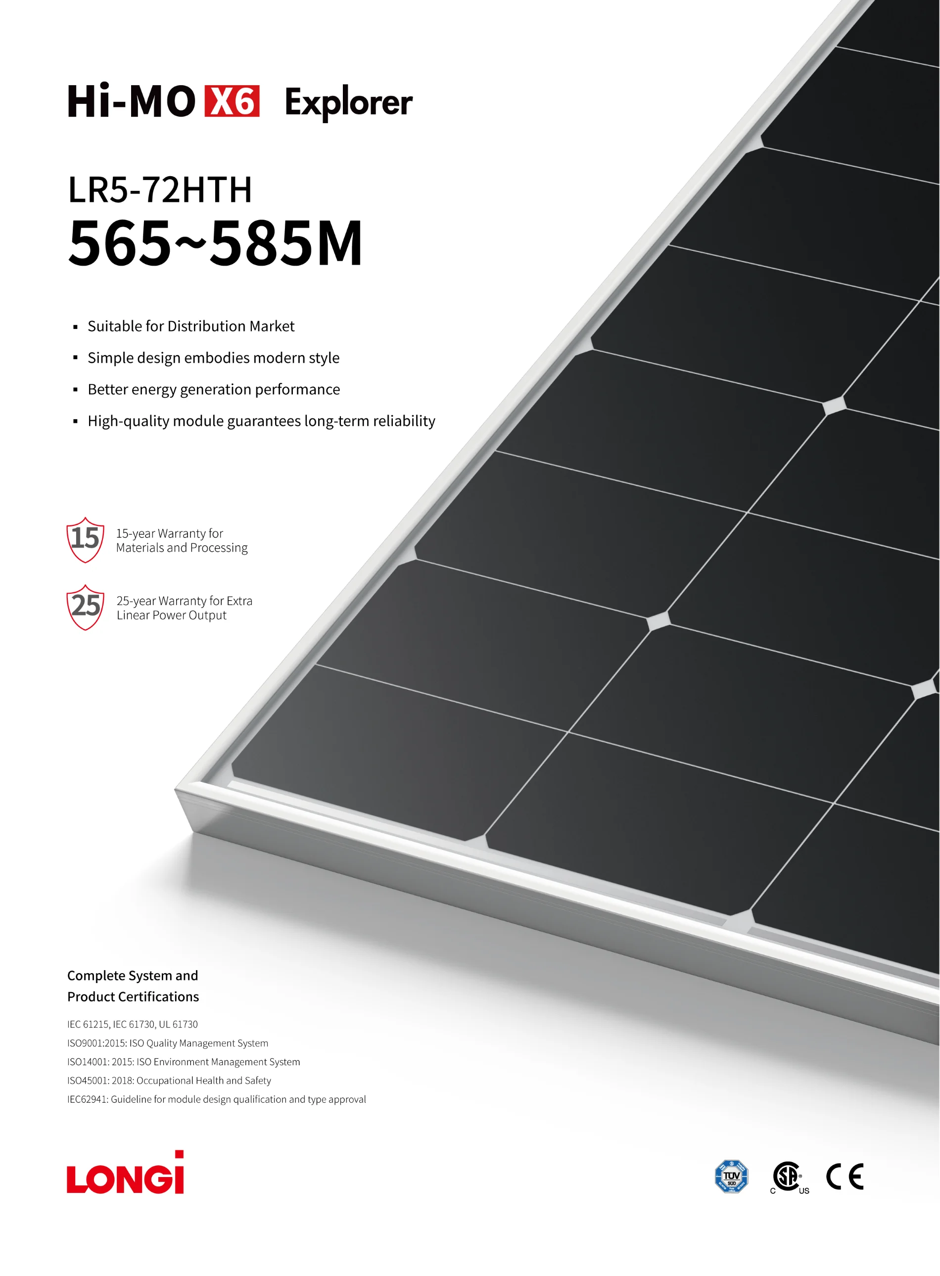 Longi PV Modules Hi-MO X6 Explorer 575W 580W 585W High Efficiency ...