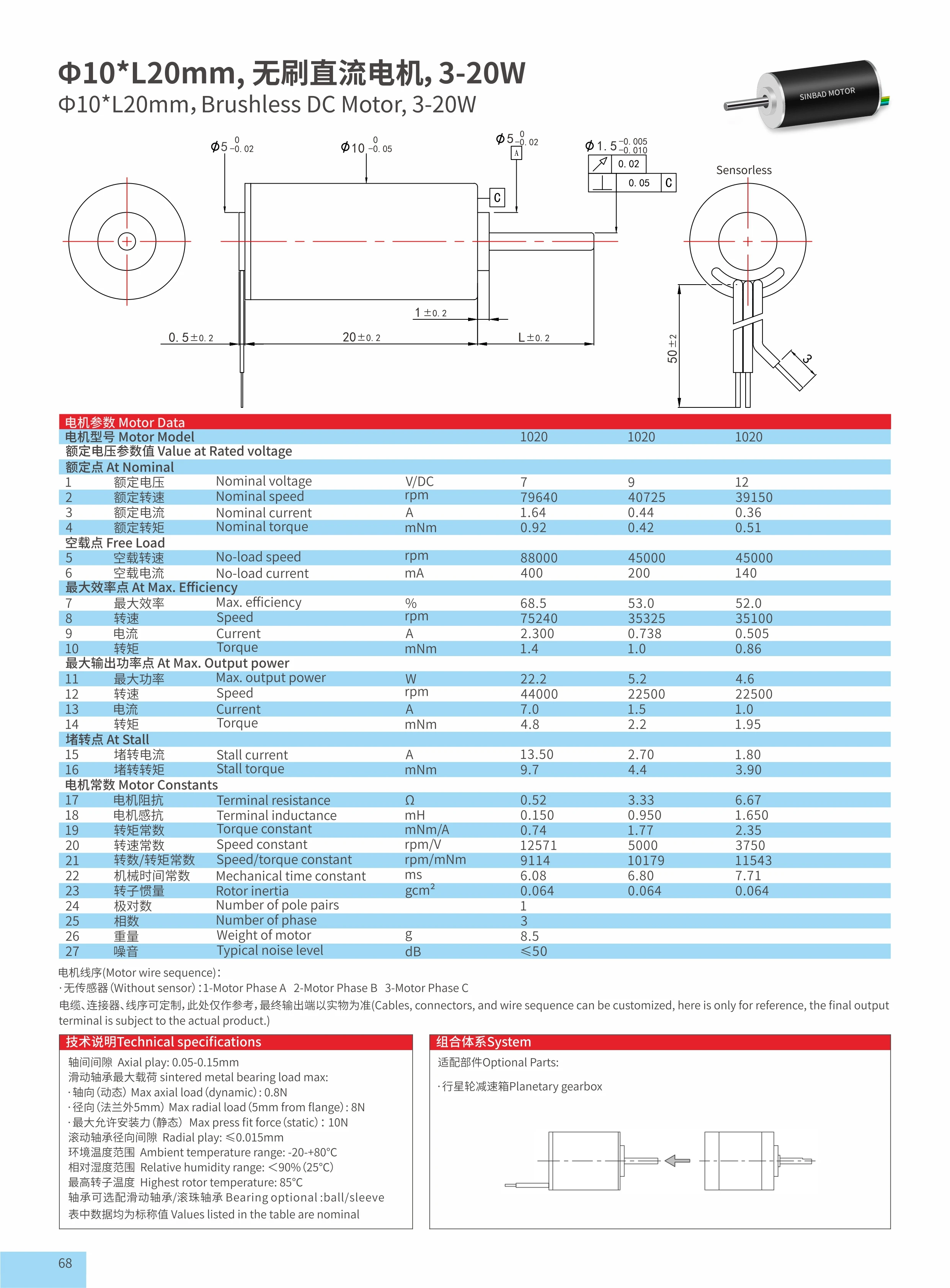 Xbd-1020 Coreless Dc Brushless High Speed Slotless Bldc Motor For Rc ...
