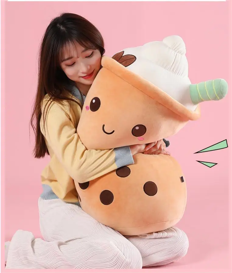 Cute Soft Bubble Boba Milk Tea Cup Shaped Pillow Plush Stuffed Pearl ...