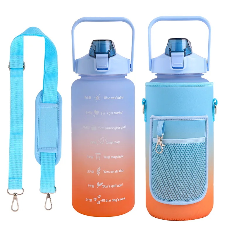 2L Portable Handfree Tritan Bottle - Motivational Time Marker Jug