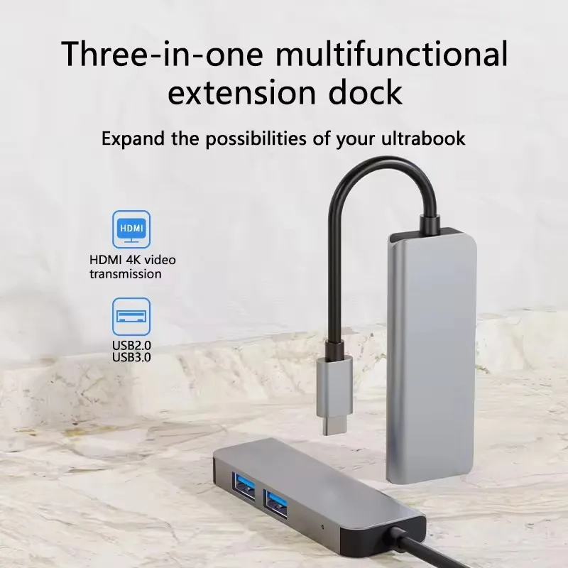 Xput 3 in 1 Type-C Hub Docking Station USB3.1 USB C Type C to 4K HDMI 3 ...