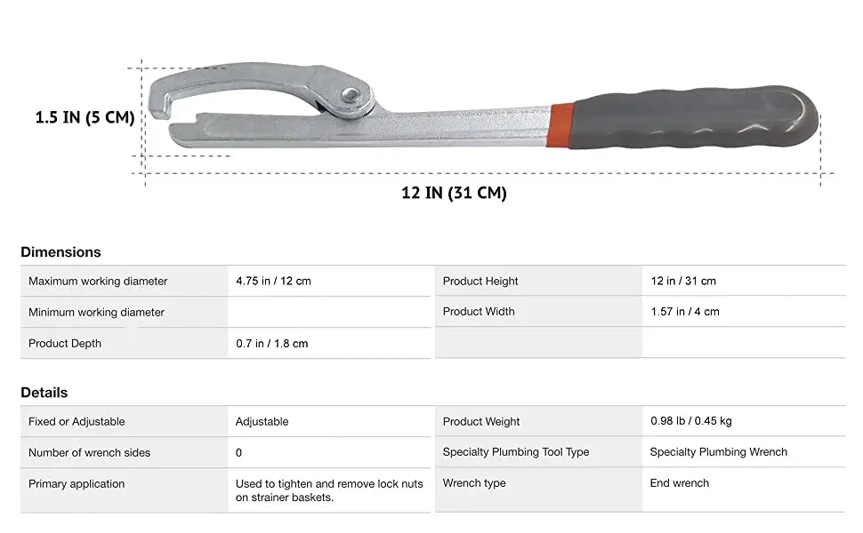 Alloy Steel Sink Strainer Lock Nut Wrench - Industrial Tool
