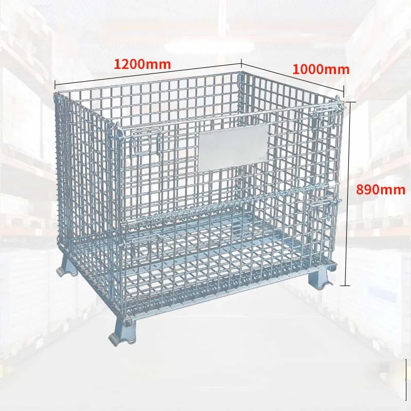 Medium Weight Warehouse Stackable Foldable Storage Steel Mesh ...
