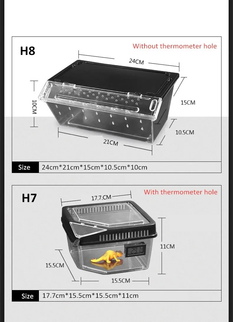 Transparent Plastic Reptile Feeding Boxes - Durable & Breathable