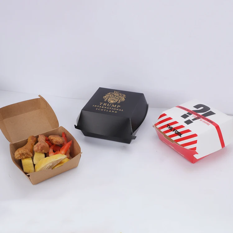 Custom Food Packaging Disposable Kraft Paper Foodgrade Packing Burger ...