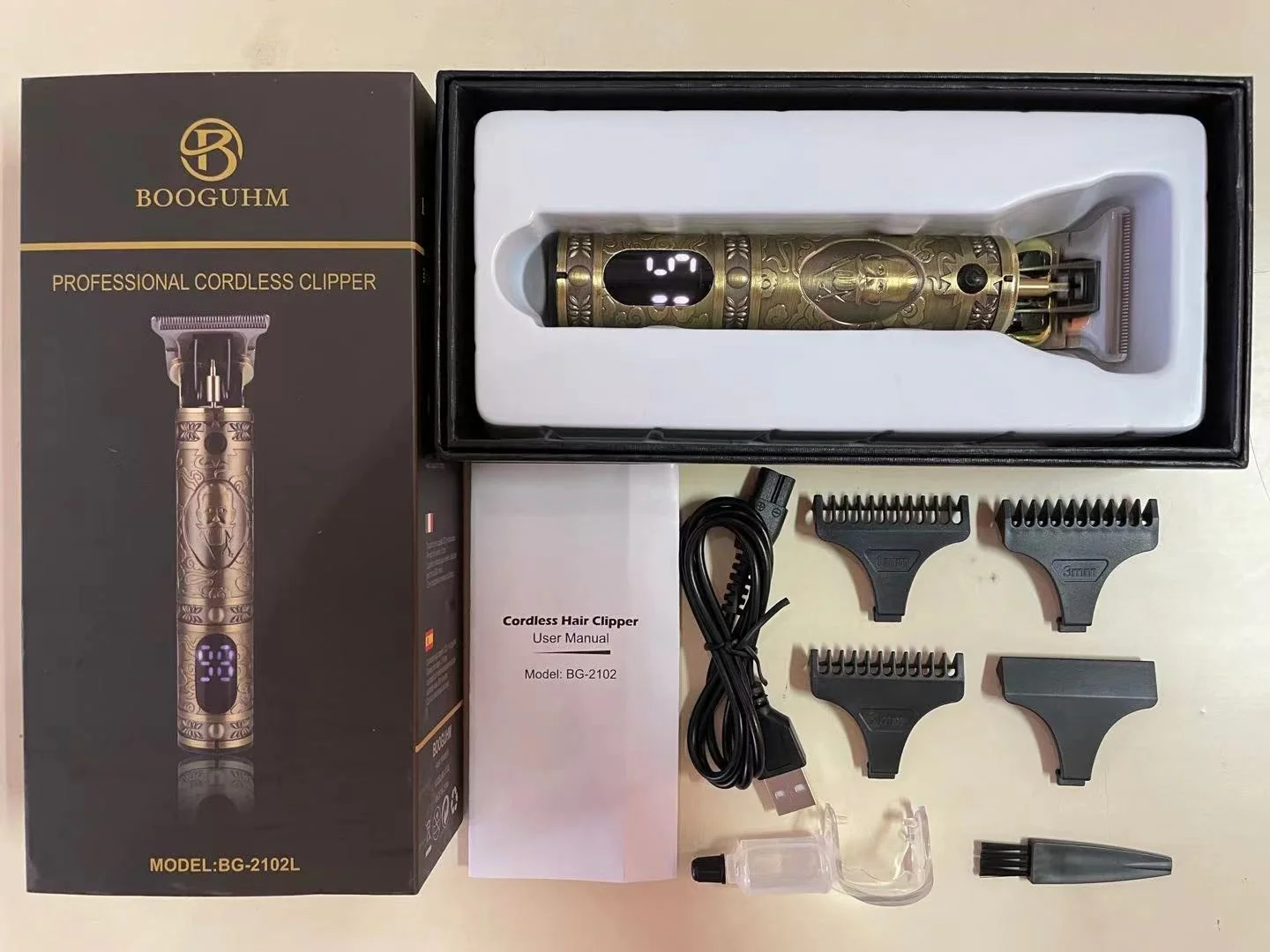 Golden Hair Trimmer Electric Clippers Men Cordless Professional Hair ...
