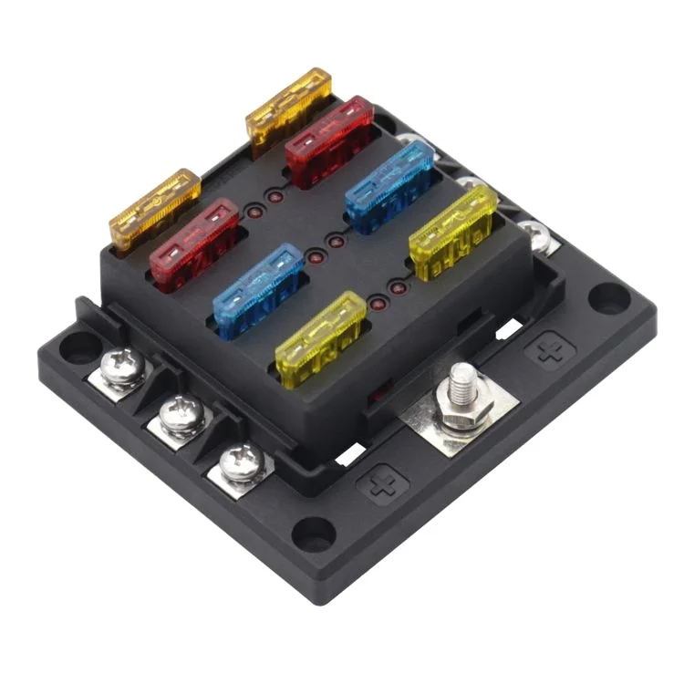 6 Way Blade Fuse Block Fuse Box Holder With Led Indicator 16pcs Fuses ...