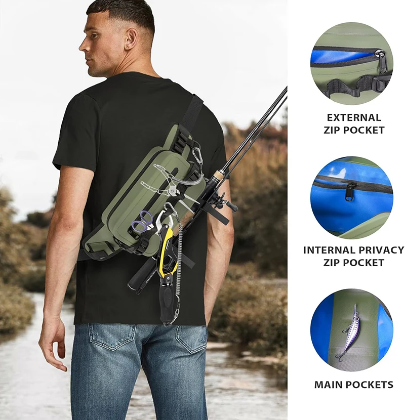 Waterproof Fishing Waist Pack Fishing Tackle Bag Fanny Pack Waist Bag with Adjustable Strap ...