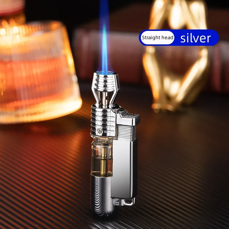 High Pressure Injection Direct Impact Lighter Windproof Visual Gas Blue ...
